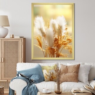 Designart "Delicate Spring Blossoming In The Meadows" Feathers Framed ...