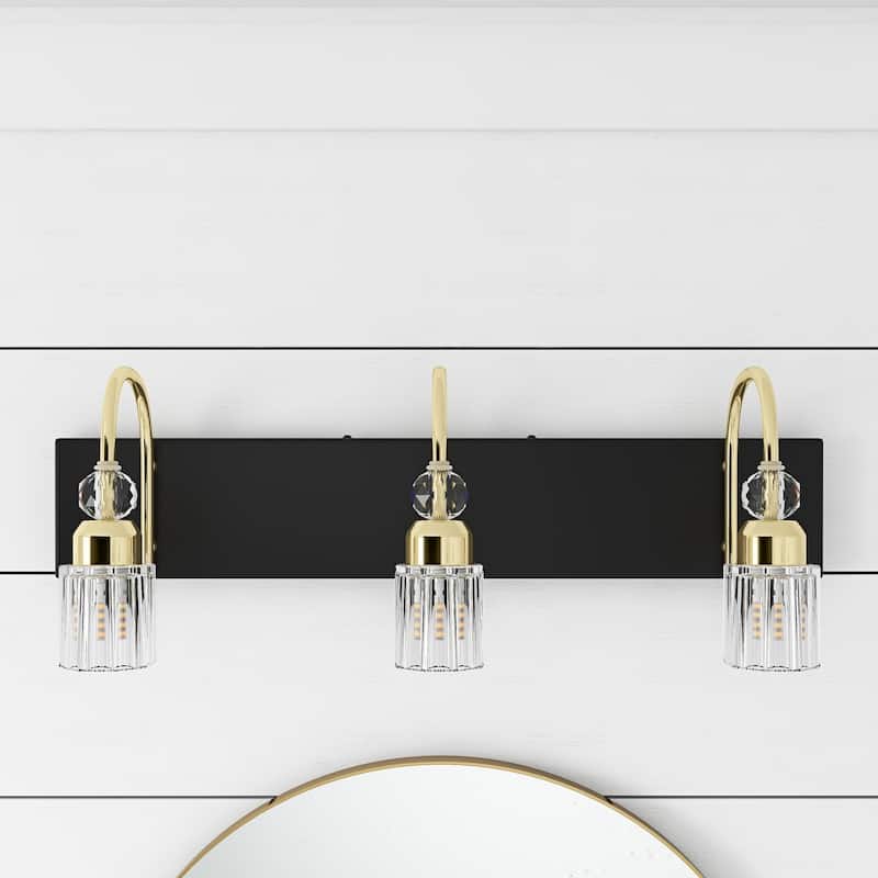 Modern 3-Light Cylinder Textured Glass Style Vanity Lighting Fixture ...