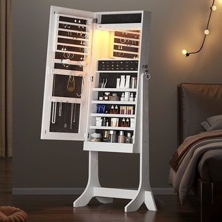 SOGES LED Jewelry Mirror Cabinet Jewelry Armoire with Mirror - Bed Bath ...