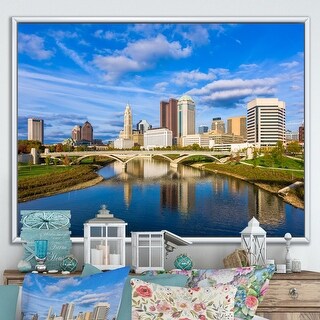 Designart "Columbus Ohio Skyline" Alabama Framed Wall Art Living Room ...