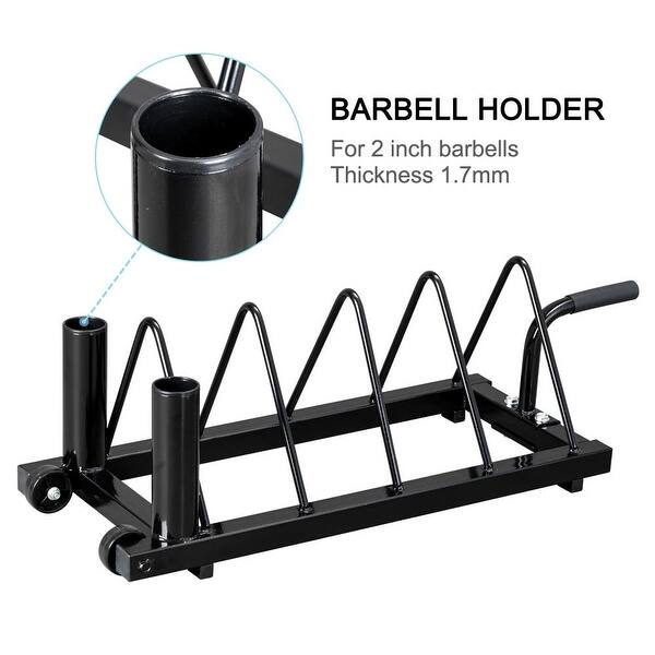 Horizontal Barbell Bumper Plate Rack Weight Lifting Bar Gym Home Black ...