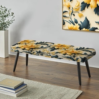 Designart - Tribal Damask Accents - Floral Upholstered Bench ...