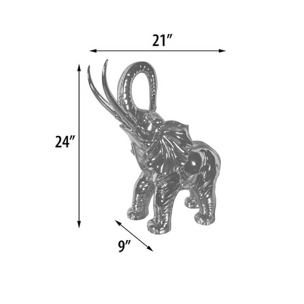 Mirrored Chrome Large Elephant Sculpture For Table Top Decor - 21 x 9 x ...