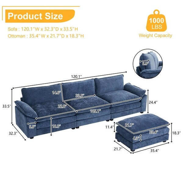 Double Layer Cushion Cloud Couch, Moludar Sofa With Double Layer Cushion Cloud Couch, Moludar Sofa With