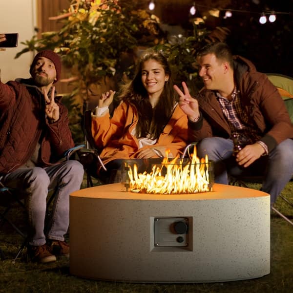 COSIEST Outdoor Triangular Propane Fire Pit Table - Bed Bath & Beyond ...