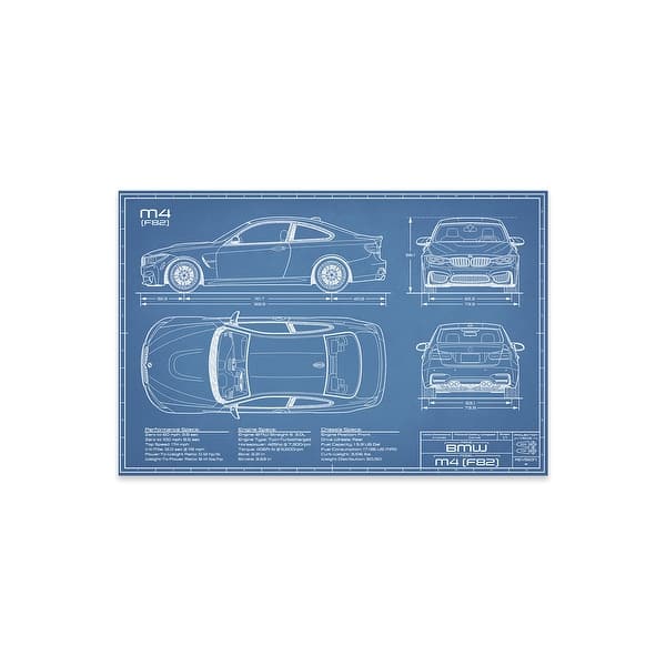 BMW M4 (F82) Blueprint Print On Acrylic Glass by Action Blueprints ...