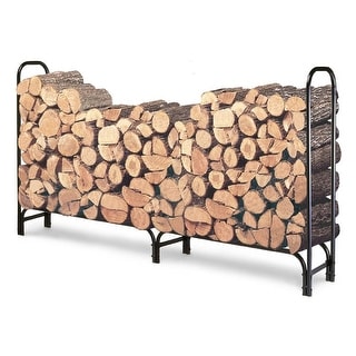 Outdoor 8ft Firewood Rack Wood Log Storage Sturdy Tubular Steel - 95.5L ...