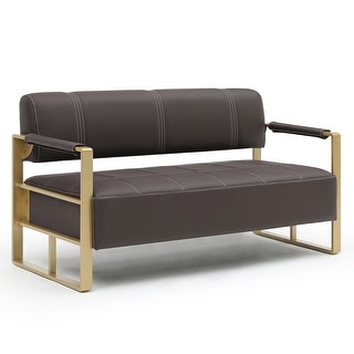 Modern Upholstery Faux Bonded Leather Loveseat Sofa, Armchair Accent ...