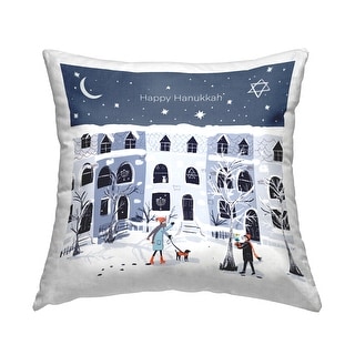 Stupell Happy Hanukkah Winter Neighborhood Printed Throw Pillow Design ...