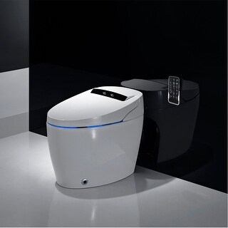 Elongated One Piece Toilet with Advanced Bidet Seat, Temperature ...