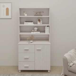 Highboard Solid Wood Pine White - Bed Bath & Beyond - 36100094