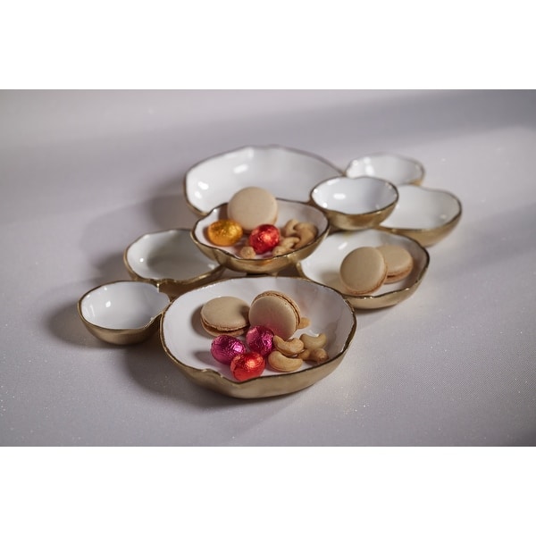Cluster of Nine Round Serving Bowls with White Enamel Interior - Bed ...