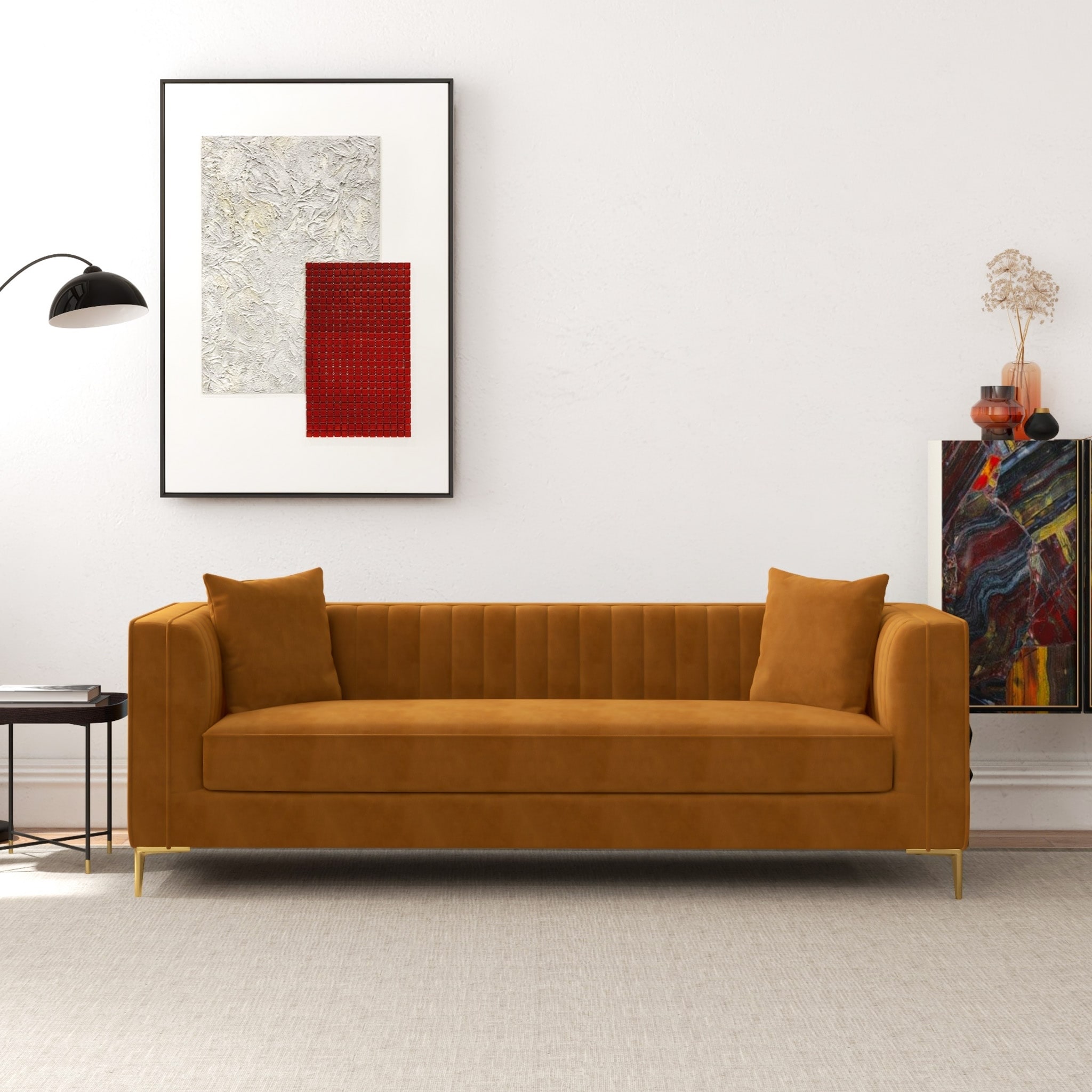 Arten Mid-Century Modern Luxury Boucle/Velvet Couch - On Sale - Bed ...