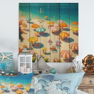 Designart "Flashback To Bright Day At The Beach" Modern Landscape Beach ...