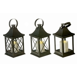 LED Coach House Outdoor Lantern with Candle - Set of 3 - Bed Bath ...