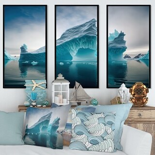 Designart "North Atlantic Blue And White Iceberg V" Coastal Framed ...