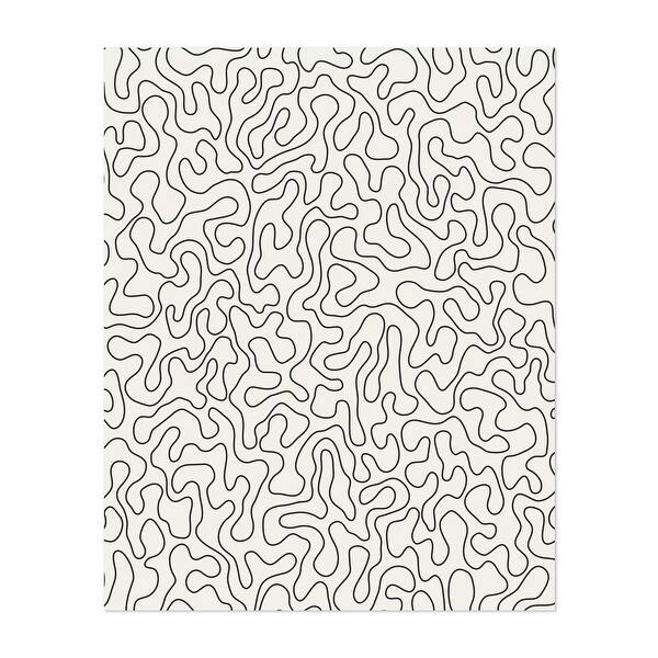 Black Maze Line Drawings Abstract Black White Nordic Art Print/Poster ...