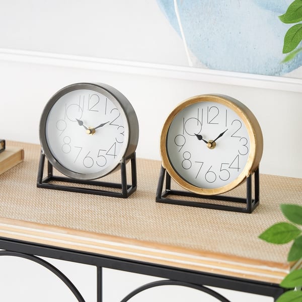 Multi Colored Metal Metallic Decorative Clock with Black Modern Bases ...