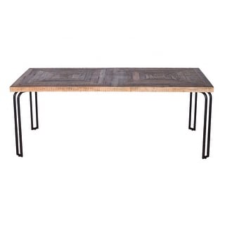 HomeRoots 40" X 80" X 30" Natural/Black 6 Wood 3 Iron Large Dining ...