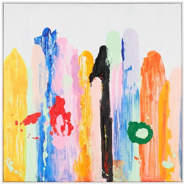 The Novogratz Multi Colored Canvas Paint Stroke Abstract Wall Art with ...