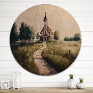 Designart "Winding Path To Church III" Spiritual Wood Wall Art Décor ...