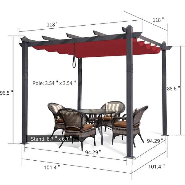 PURPLE LEAF Gazebo Outdoor Retractable Modern Yard Metal Grape Trellis ...