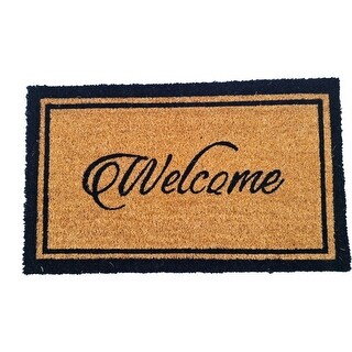 PVC Backed coir door mat natural printed doormat - 18" X 30" - Bed Bath ...