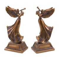 Bronze Trumpet Angel Figurine (Set of 2) - Bed Bath & Beyond - 37971495