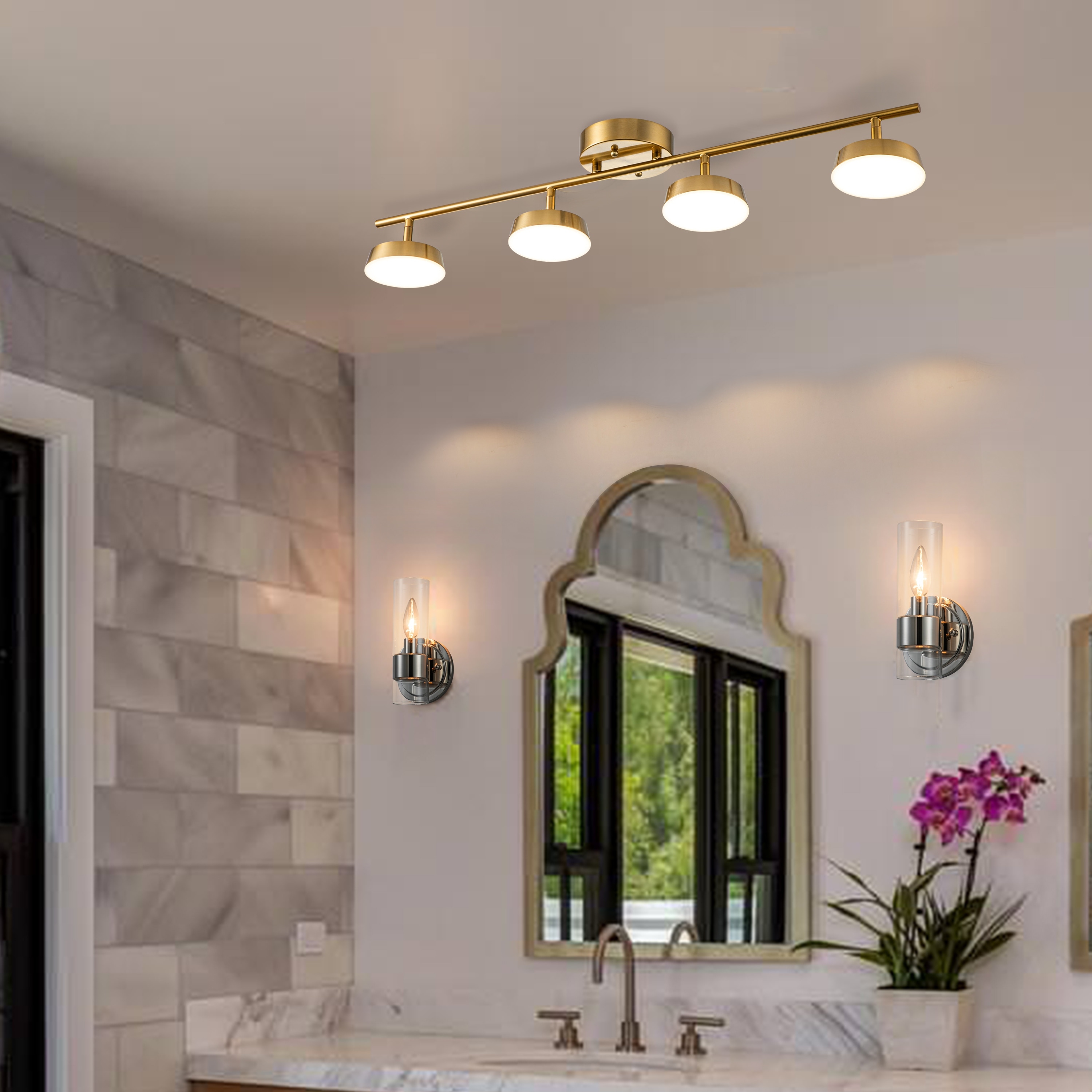 overhead lighting bathroom