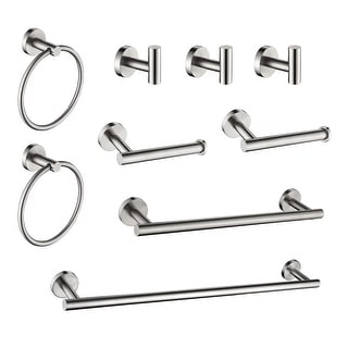 9-PCS Stainless Steel Bathroom Accessories Set Wall Mounted,Round Shape ...