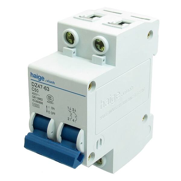 AC 400V 50A 4500A 2 P MCB Miniature Circuit Breaker DZ47-63 C50 - White ...