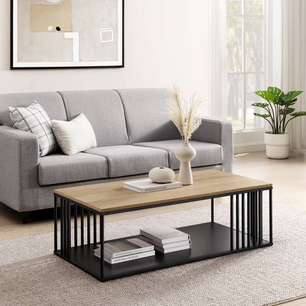 Middlebrook Contemporary Slatted-Metal Rectangle Coffee Table - Bed ...
