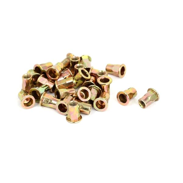 30pcs M6x15mm Half Hex Body Flat Head Blind Rivet Nuts Threaded Inserts Nutserts - Bronze Tone ...