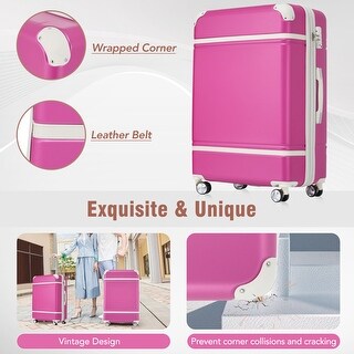 Storage Trunks Hardside Luggage with Spinner Wheels Trolley Case, Pink ...