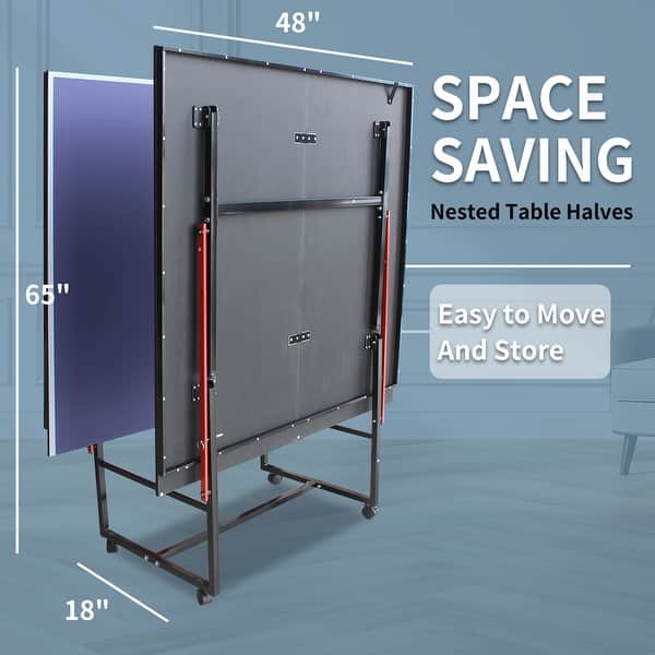 8FT Foldable Tennis Table Ping Pong Table Set, 2 Paddles & 3 Balls ...