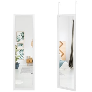 Gymax Full Length Over The Door Mirror Hanging Hooks Wall Mount - Bed ...