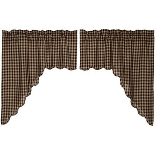 2/Set Black Check Scalloped Swags 36x36x16 - As Pictured - Bed Bath ...