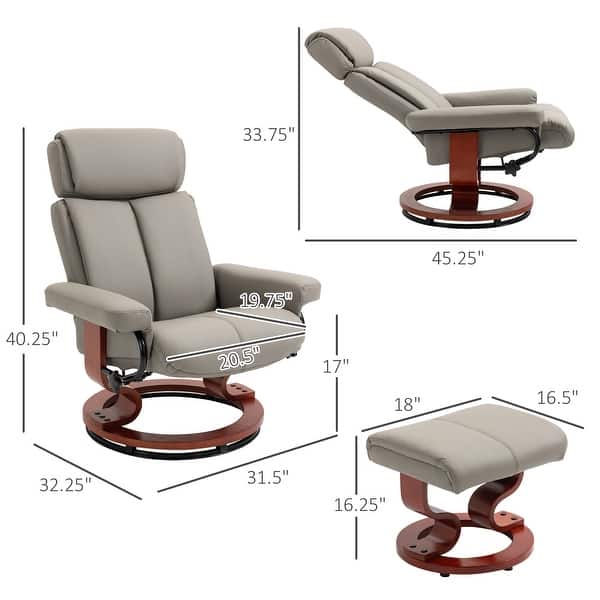 HOMCOM Recliner Chair with Ottoman, 360° Swivel Reclining Chair with ...