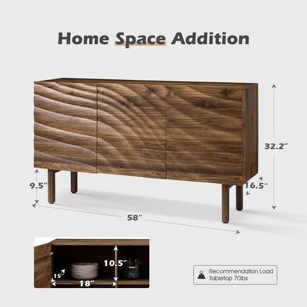 Mopsus Modern Adjustable Shelves Buffet Sideboard with 3 Doors by ...