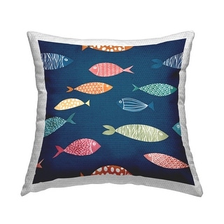 Stupell Blue Mixed Fish Shapes Various Patterns Printed Outdoor Throw ...