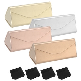 Foldable Glasses Case, Triangle Magnetic PU Leather Hard Eyeglass Cases ...