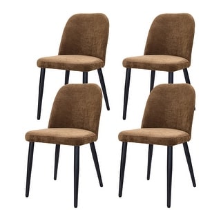 Dark Brown Fabric Armless Chair with Metal Legs (Set of 4) - Bed Bath ...