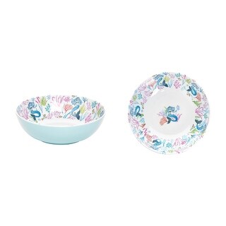 Mermaid Garden Bowl Nautical Beach House Kitchen Blue Mermaids - Pink ...