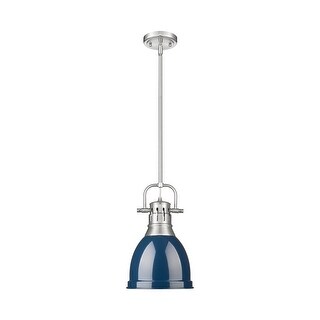 Duncan Small Pendant with Rod in Pewter with Matte Navy - Bed Bath ...