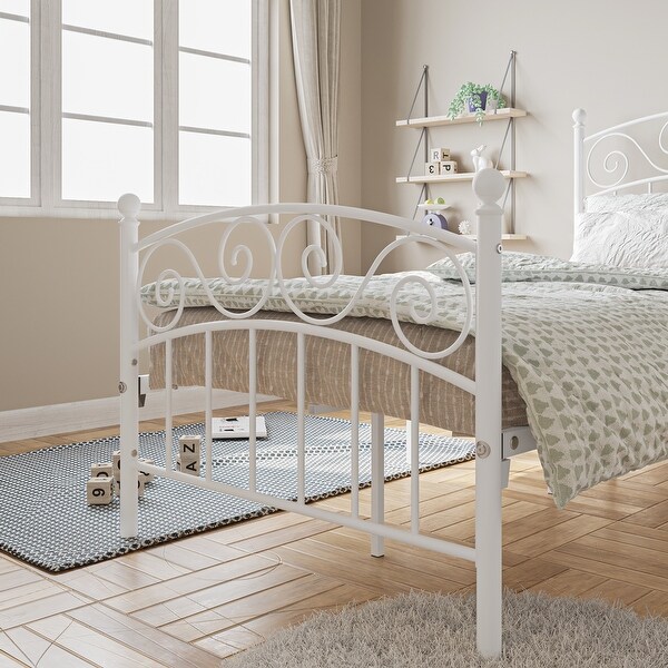 White metal twin platform bed frame store