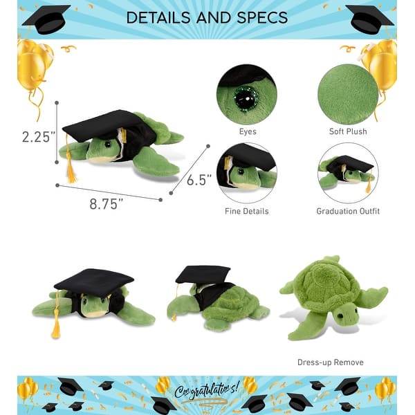 DolliBu Green Sea Turtle Graduation Plush with Graduation Gown and Cap ...