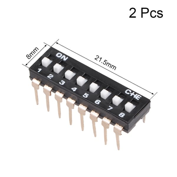 2 Pcs Black DIP Switch 1-8 Positions 2.54mm Pitch for Breadboards PCB ...