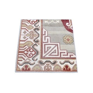 Shahbanu Rugs Ivory, Khotan Design Zero Pile, Hand Knotted Pure Wool ...