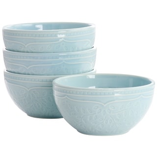 Stoneware 6.2in 4 Piece Bowl Set in Aqua - Bed Bath & Beyond - 39123552