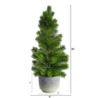 22" Christmas Pine Artificial Tree in Decorative Planter - Bed Bath ...